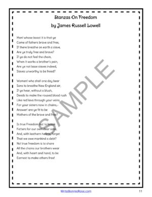 Stanzas on Freedom Poetry Analysis and Cursive Copywork | Made By Teachers