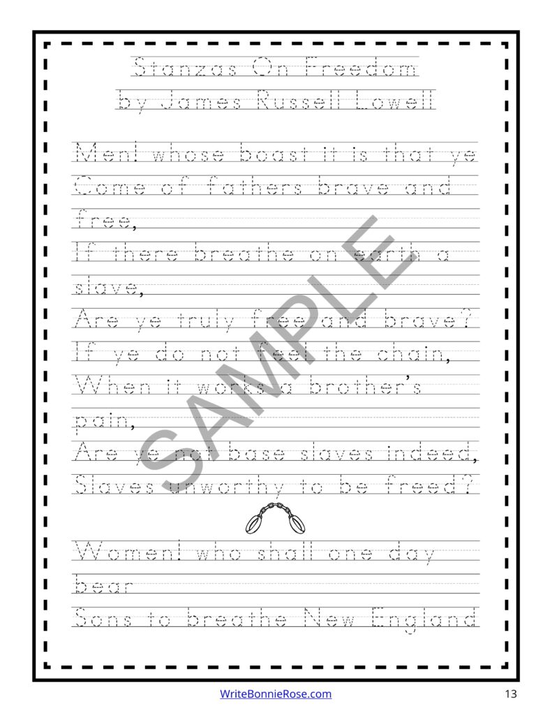 Stanzas on Freedom Poetry Analysis and Print Copywork | Made By Teachers