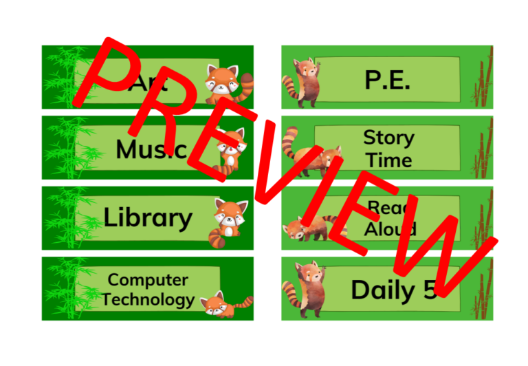 Red Panda Theme Decor Bundle Name Tags, Labels, and Schedule Daily ...