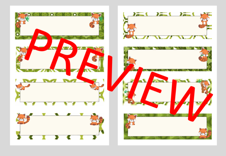 Red Panda Theme Decor Bundle Name Tags, Labels, and Schedule Daily ...