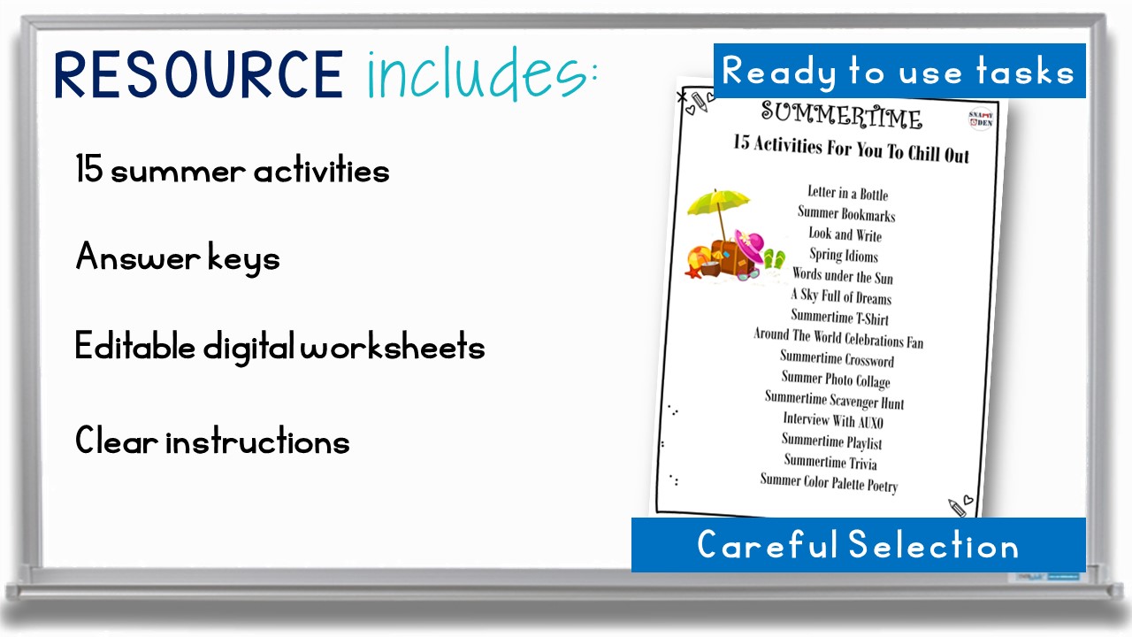 Summer Activities - Vacation Worksheets, Writing Prompts - Print and ...