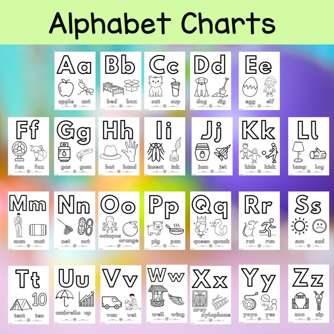 Alphabet - Charts Flashcards and Word Study Memo Book - Colour and ...