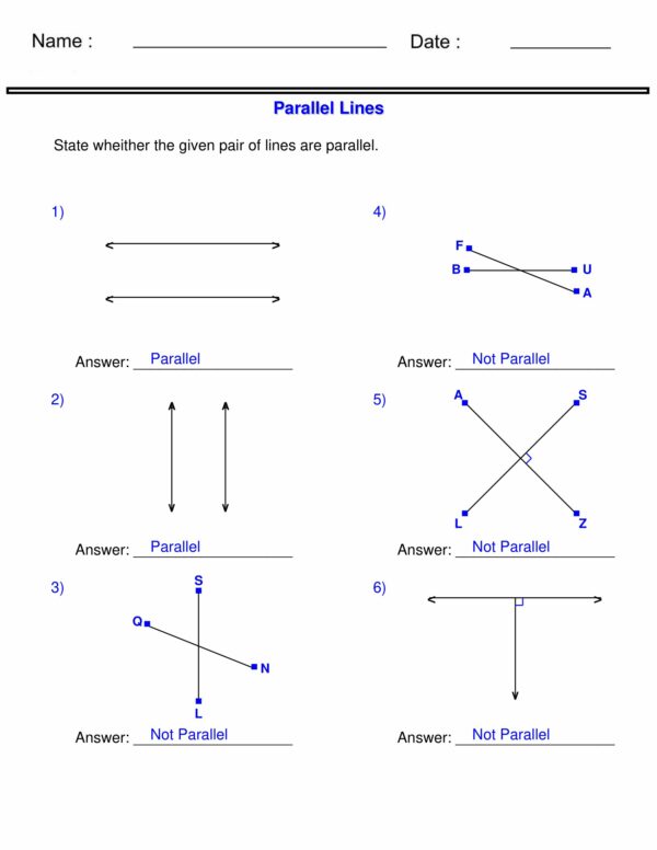 Identifying Parallel Lines - Parallel and Perpendicular Lines ... Identifying Parallel Lines - Parallel and Perpendicular Lines ...