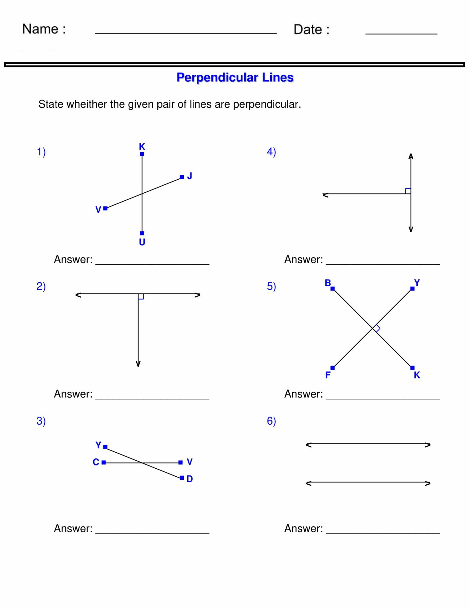 Identifying Perpendicular Lines - Parallel and Perpendicular Lines ...
