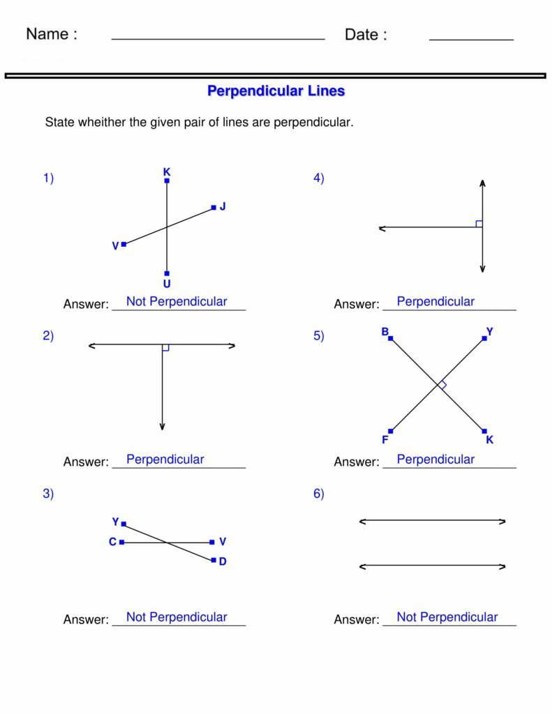 Identifying Perpendicular Lines - Parallel and Perpendicular Lines ...