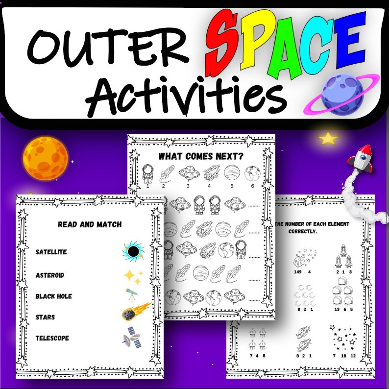 Space Learning BUNDLE: Flashcards, Coloring Pages, Puzzles, and More ...