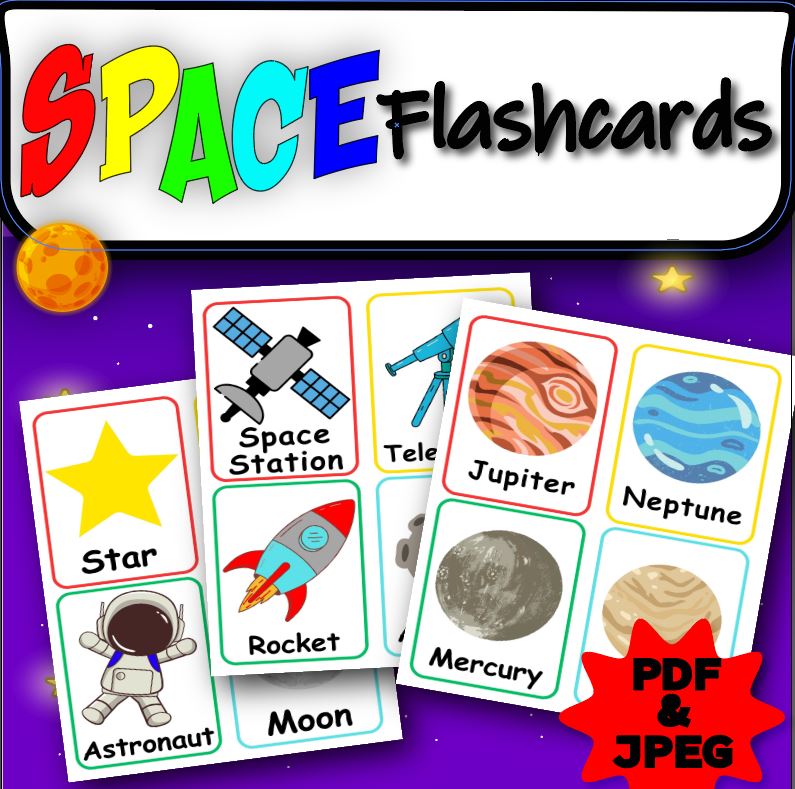 Space Learning BUNDLE: Flashcards, Coloring Pages, Puzzles, and More ...