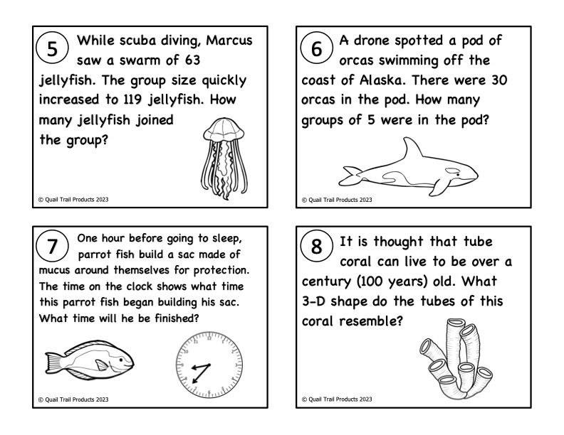 Sea Life Math Task Cards | Made By Teachers