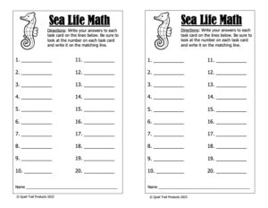 Sea Life Math Task Cards | Made By Teachers