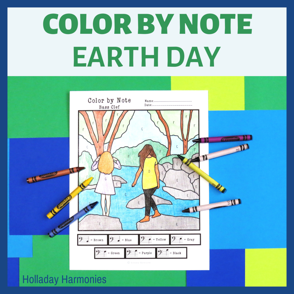 Earth Day Themed Color by Note - Treble Clef and Bass Clef | Made By ...