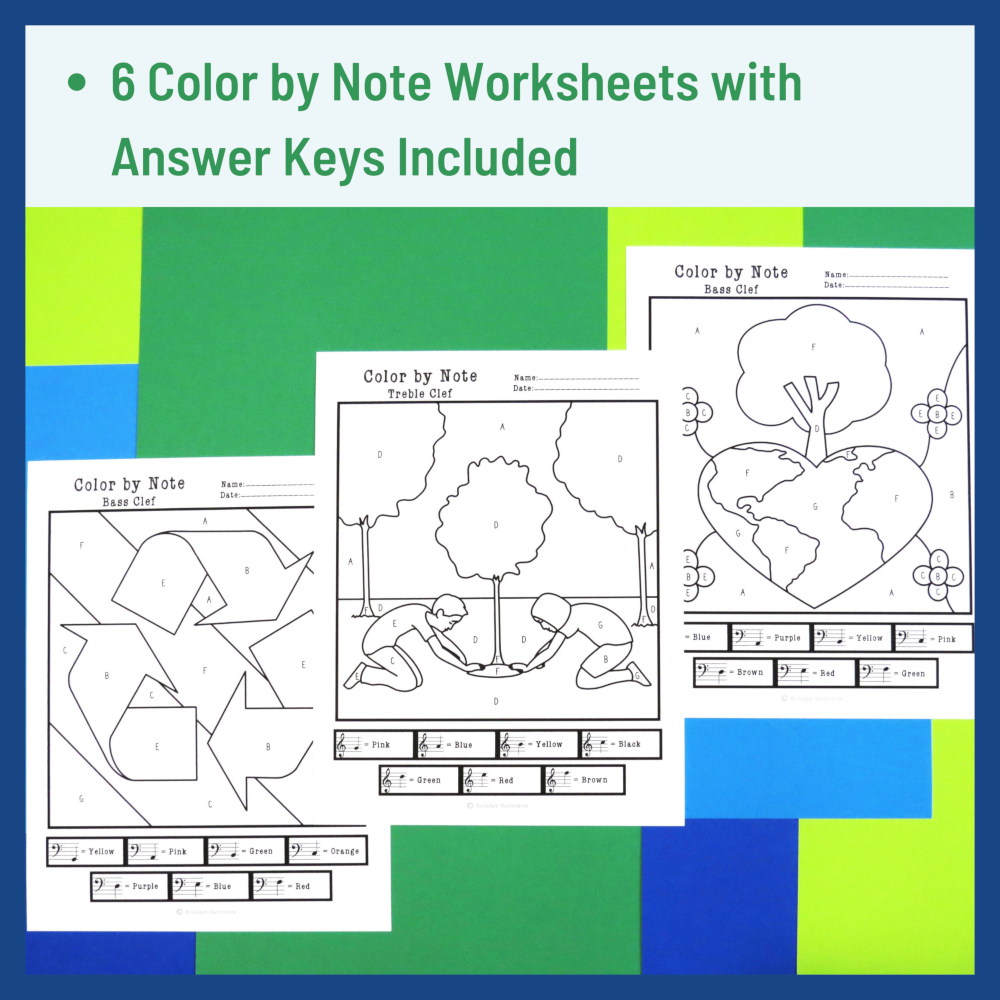 Earth Day Themed Color by Note - Treble Clef and Bass Clef | Made By ...