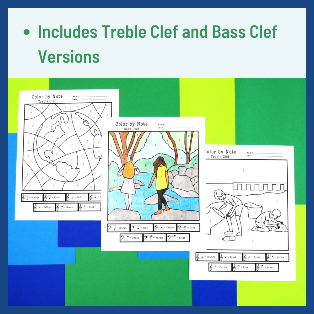 Earth Day Themed Color by Note - Treble Clef and Bass Clef | Made By ...