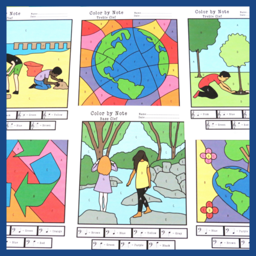 Earth Day Themed Color by Note - Treble Clef and Bass Clef | Made By ...
