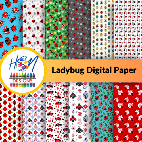 Ladybug Digital Paper - Insect Digital Backgrounds - Spring Digital ...