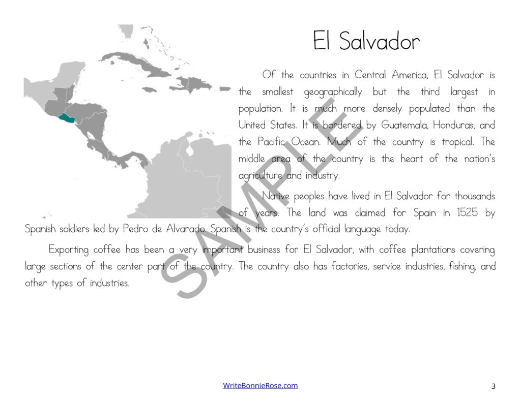 My Book About El Salvador with Print Copywork | Made By Teachers