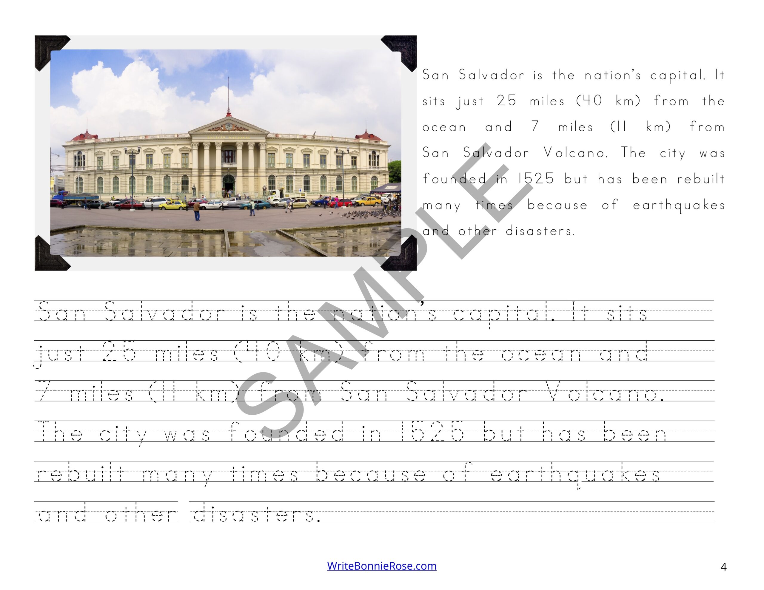 My Book About El Salvador with Print Copywork | Made By Teachers
