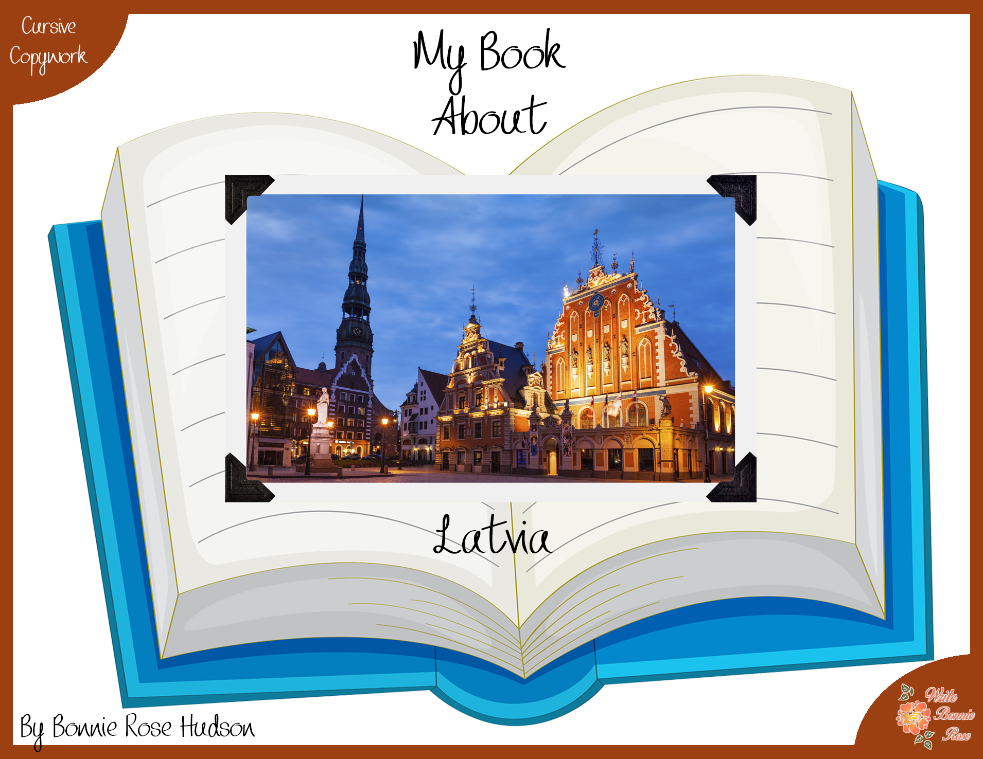 My Book About Latvia with Cursive Copywork | Made By Teachers