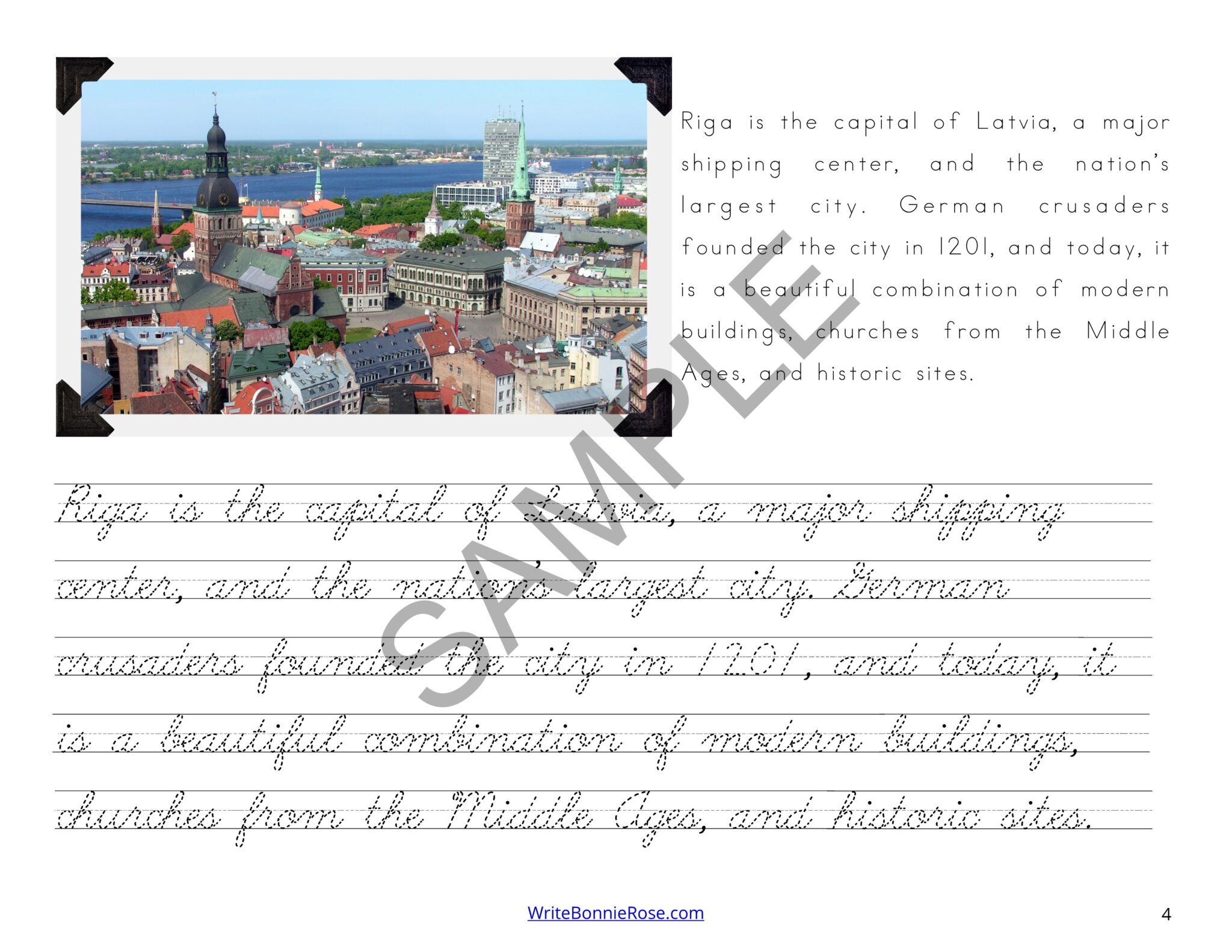 My Book About Latvia with Cursive Copywork | Made By Teachers