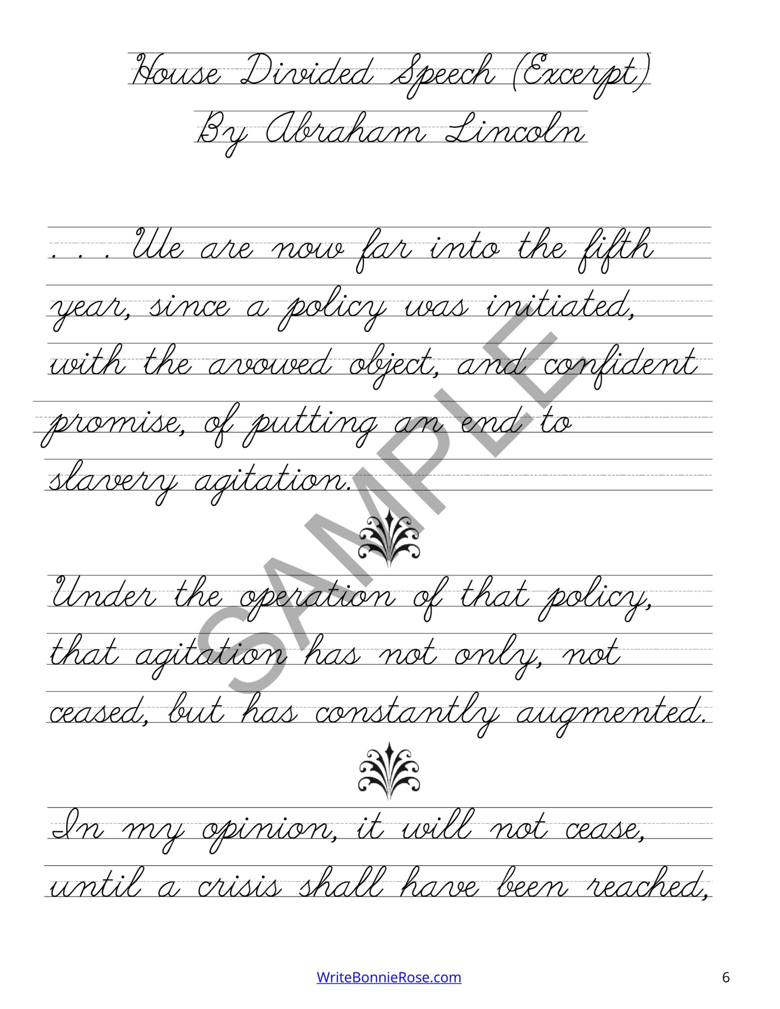 Abraham Lincoln Copywork: Cursive Version | Made By Teachers