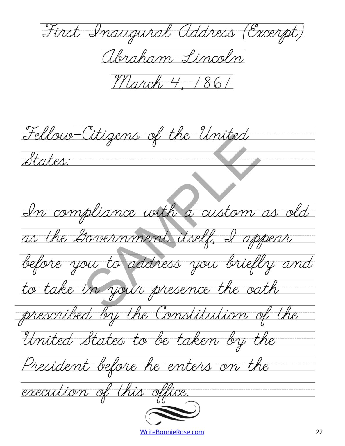 Abraham Lincoln Copywork: Cursive Version | Made By Teachers