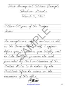 Abraham Lincoln Copywork: Cursive Version | Made By Teachers