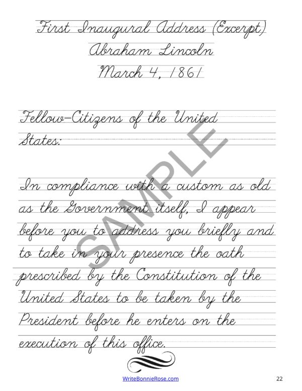 Abraham Lincoln Copywork: Cursive Version | Made By Teachers