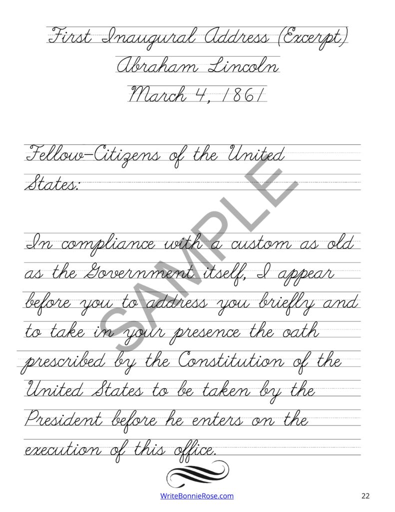 Abraham Lincoln Copywork: Cursive Version | Made By Teachers