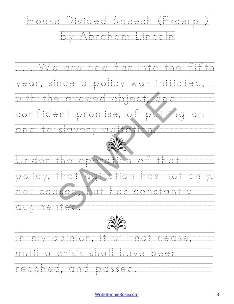 Abraham Lincoln Copywork: Print Version | Made By Teachers