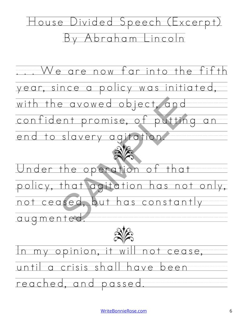 Abraham Lincoln Copywork: Print Version | Made By Teachers