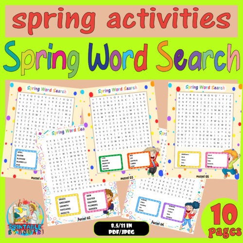 Printable Spring Word Search Worksheets | April Puzzle Activities ...