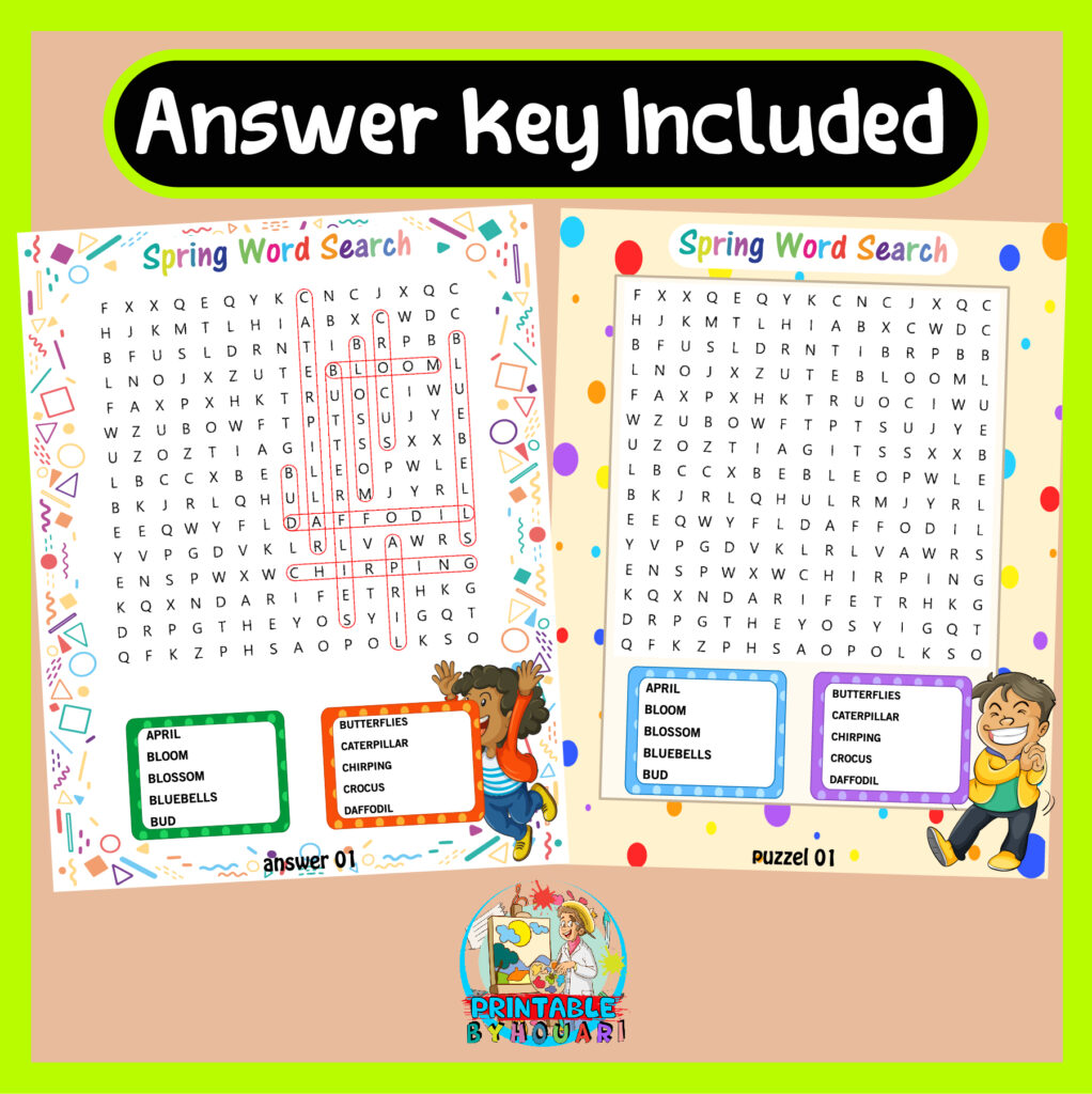 Printable Spring Word Search Worksheets | April Puzzle Activities ...
