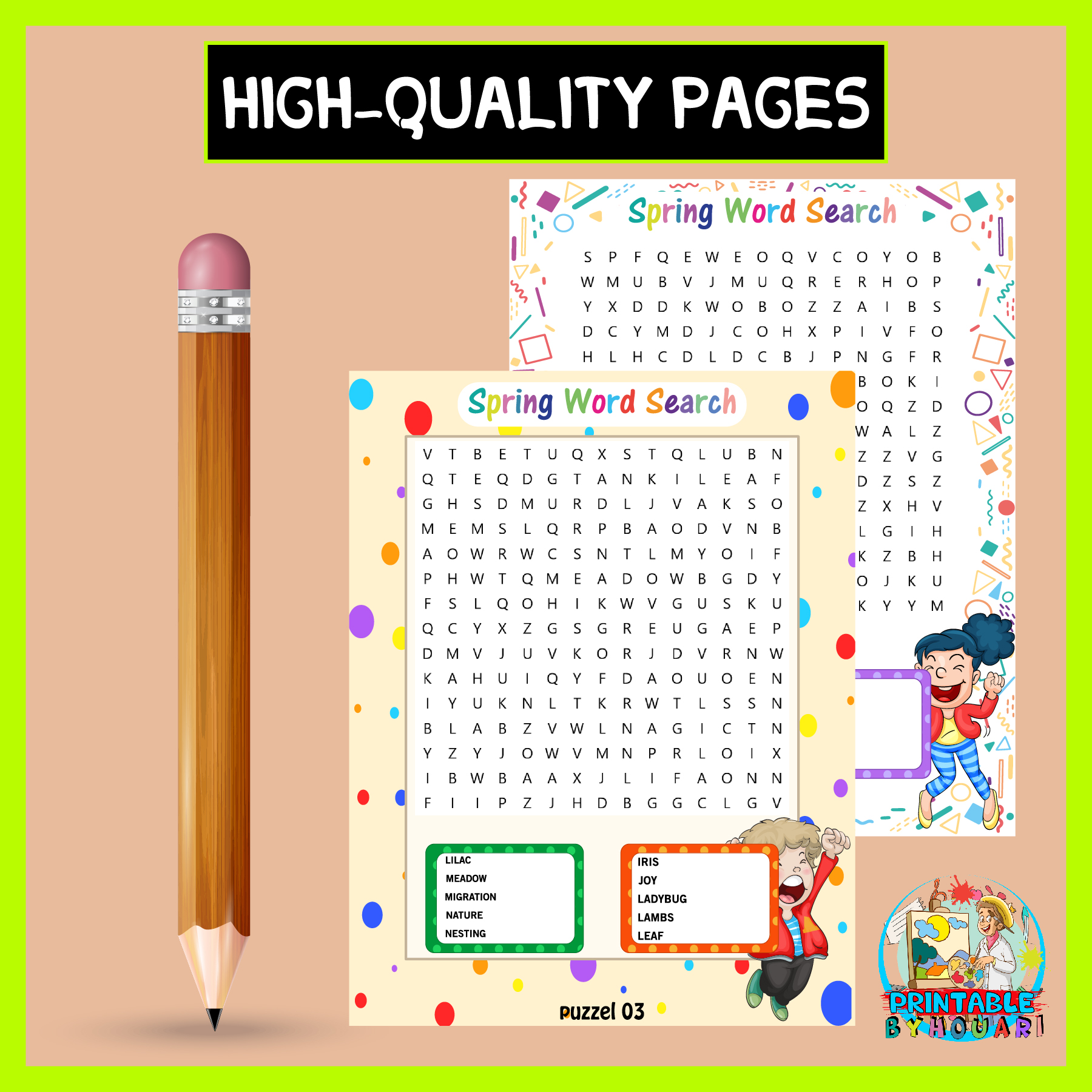 Printable Spring Word Search Worksheets | April Puzzle Activities ...