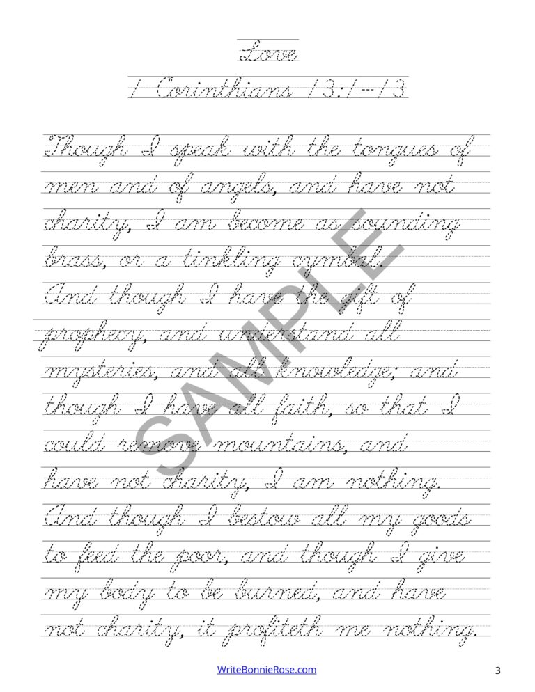 Copywork from I Corinthians 13: Cursive | Made By Teachers
