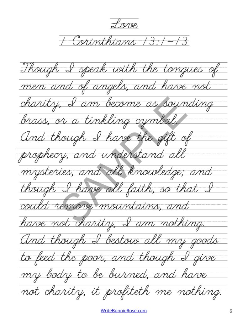 Copywork from I Corinthians 13: Cursive | Made By Teachers