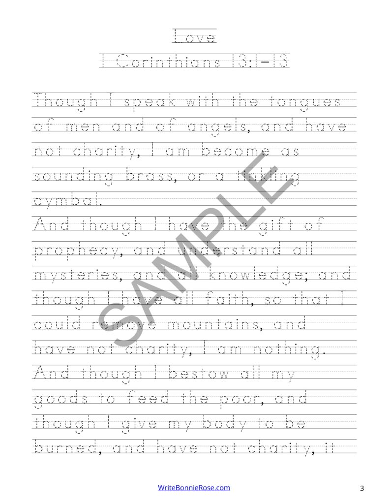 Copywork from I Corinthians 13: Print | Made By Teachers