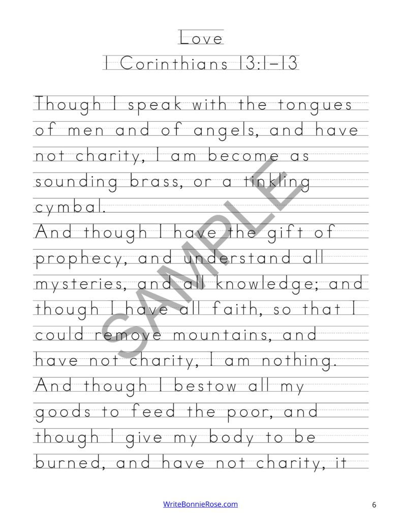 Copywork from I Corinthians 13: Print | Made By Teachers