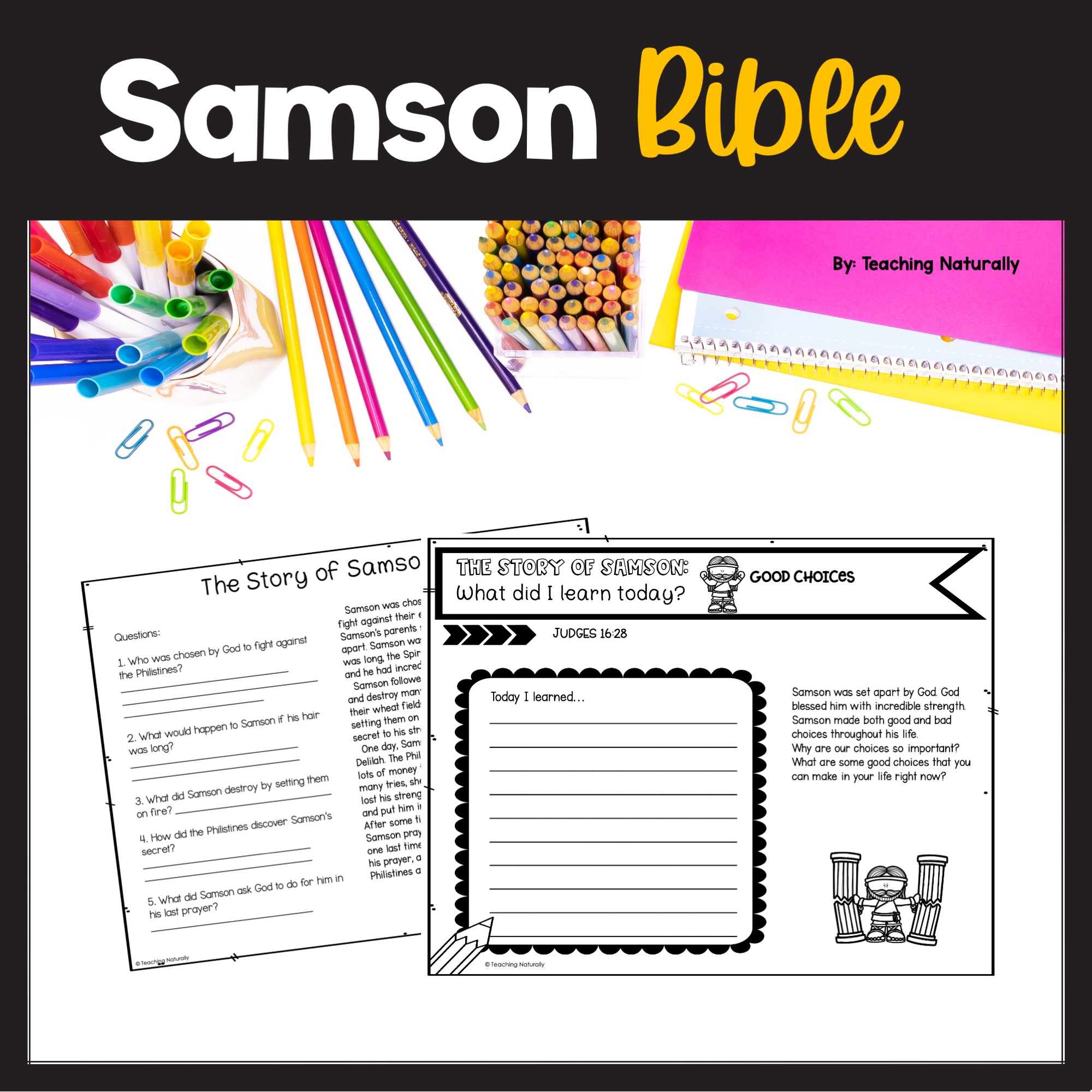 Samson Bible Lesson and Activities Making Good Choices Lesson Primary ...