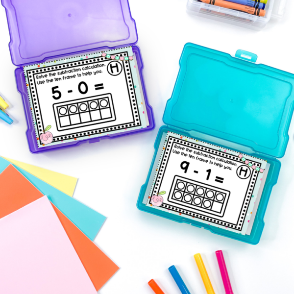 Subtraction with Ten Frames Task Cards Kindergarten 1st Grade | Made By ...