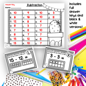 Subtraction with Ten Frames Task Cards Kindergarten 1st Grade | Made By ...