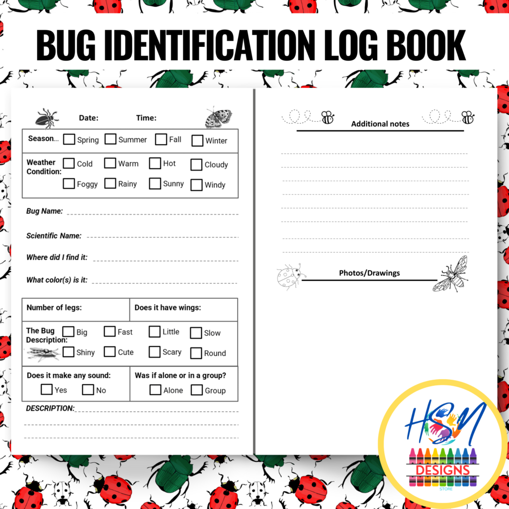 Bug identification log book for kids; project of collecting bugs ...