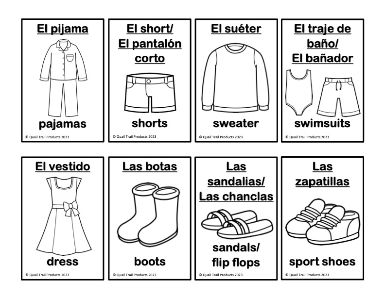 Spanish Task Cards and Flash Cards - Clothing and Shoes | Made By Teachers