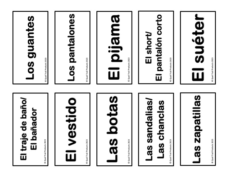 Spanish Task Cards and Flash Cards - Clothing and Shoes | Made By Teachers