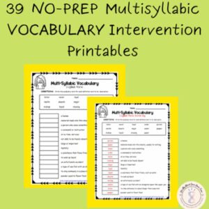 Decoding Multisyllabic Words Fluency & Vocabulary Bundle ...