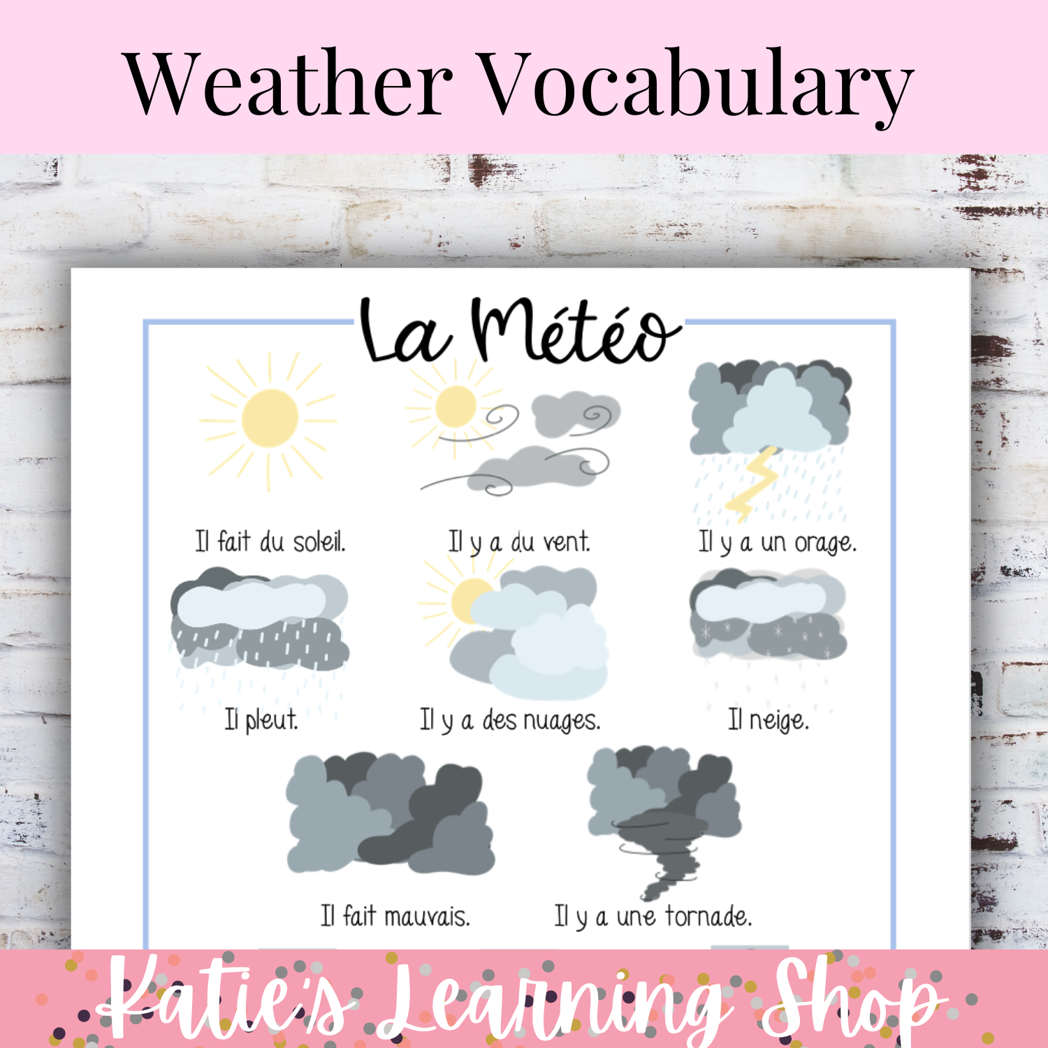 French Classroom Poster: La Météo | Weather Vocabulary | Made By Teachers