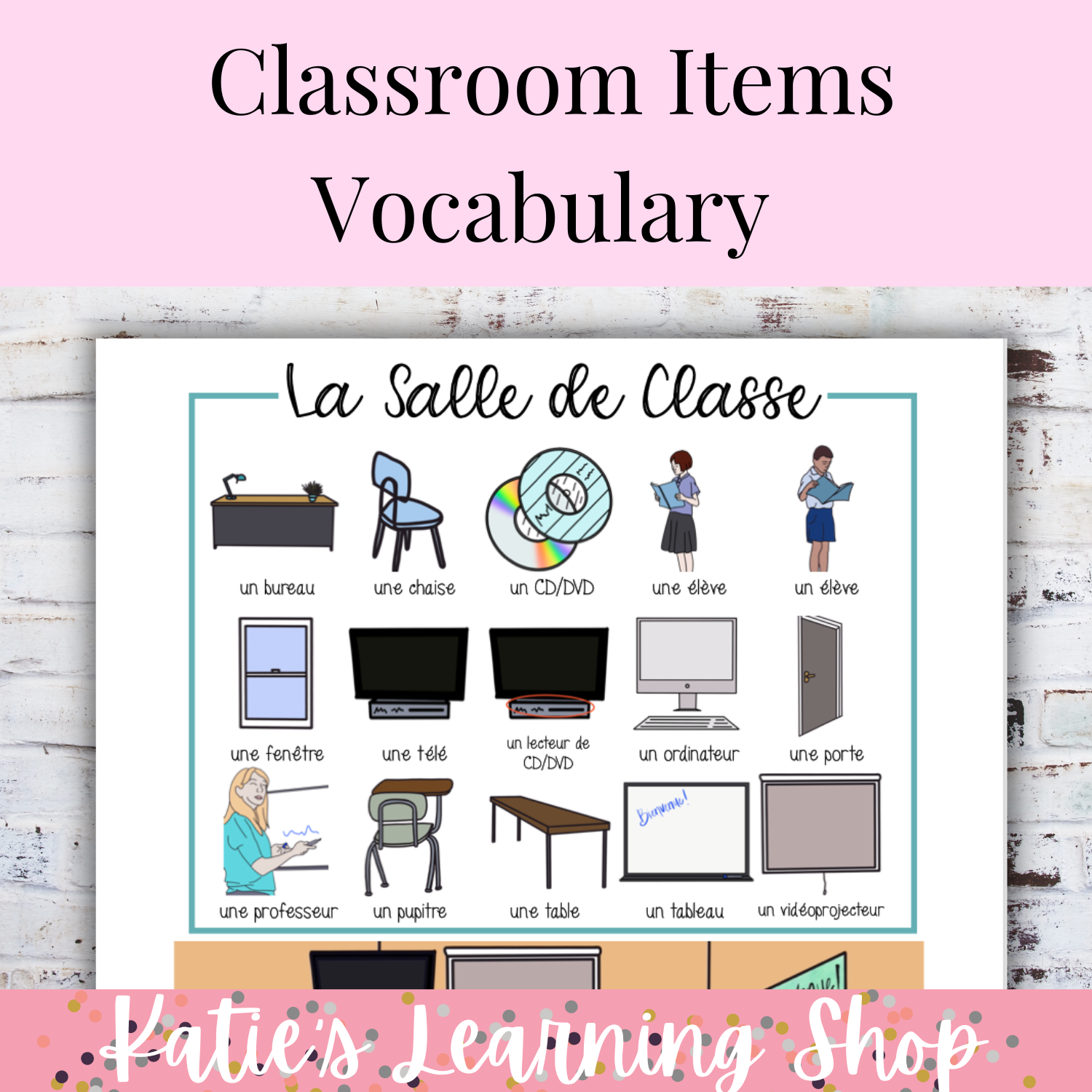 French Classroom Poster: La Salle de Classe | Classroom Vocabulary ...