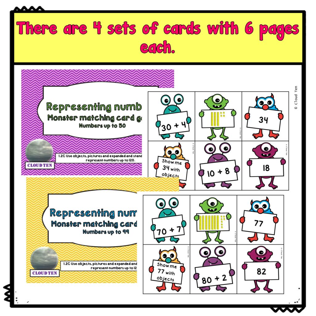 Representing numbers - Monster Matching Card Game | Made By Teachers