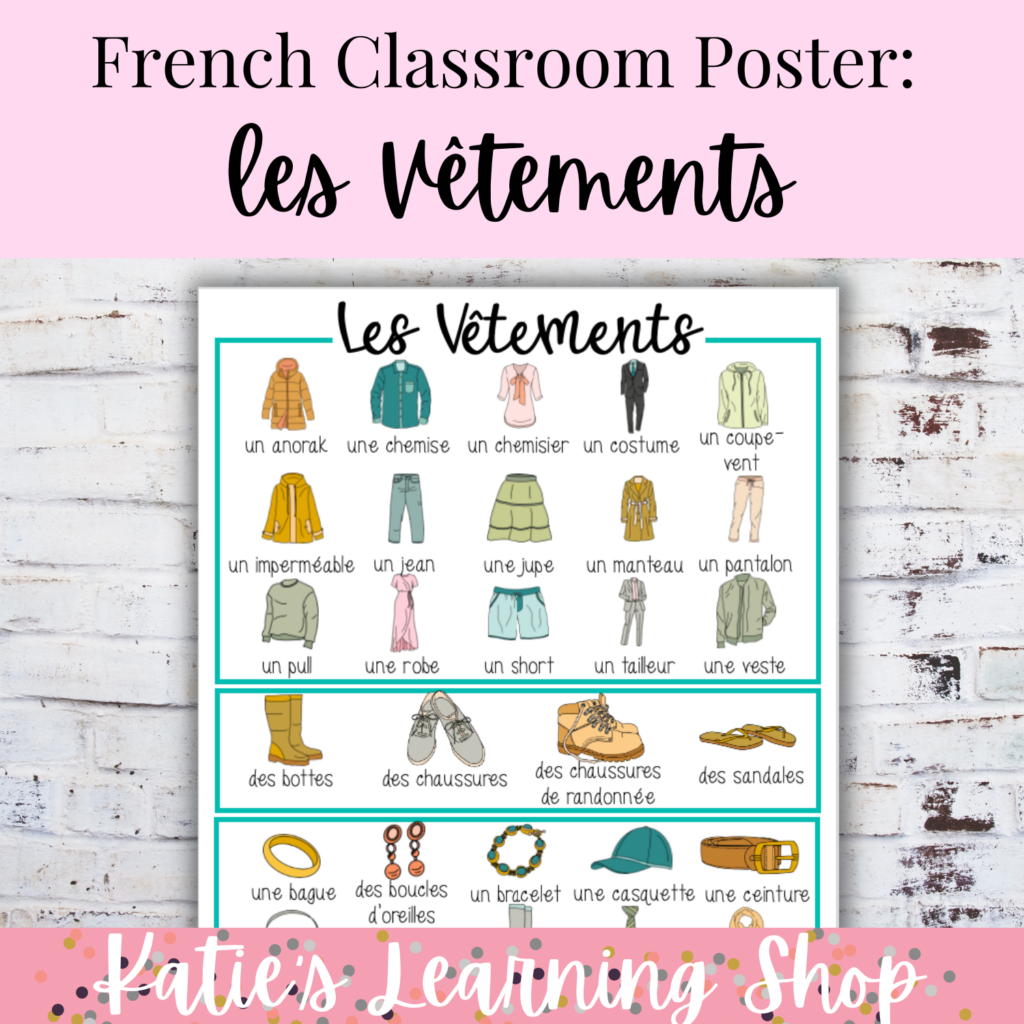 French Classroom Poster: Les Vêtements | Clothing Vocabulary | Made By ...