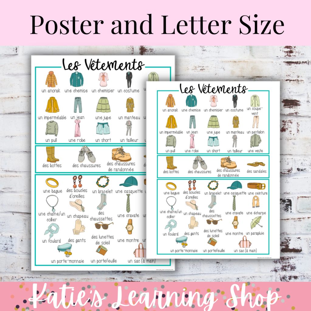 French Classroom Poster: Les Vêtements | Clothing Vocabulary | Made By ...