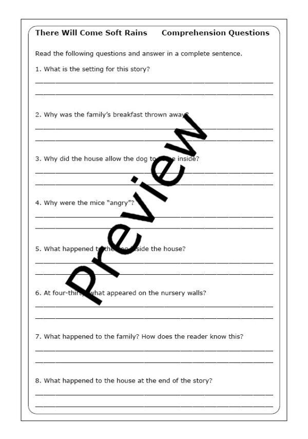 Ray Bradbury "There Will Come Soft Rains" worksheets | Made By Teachers