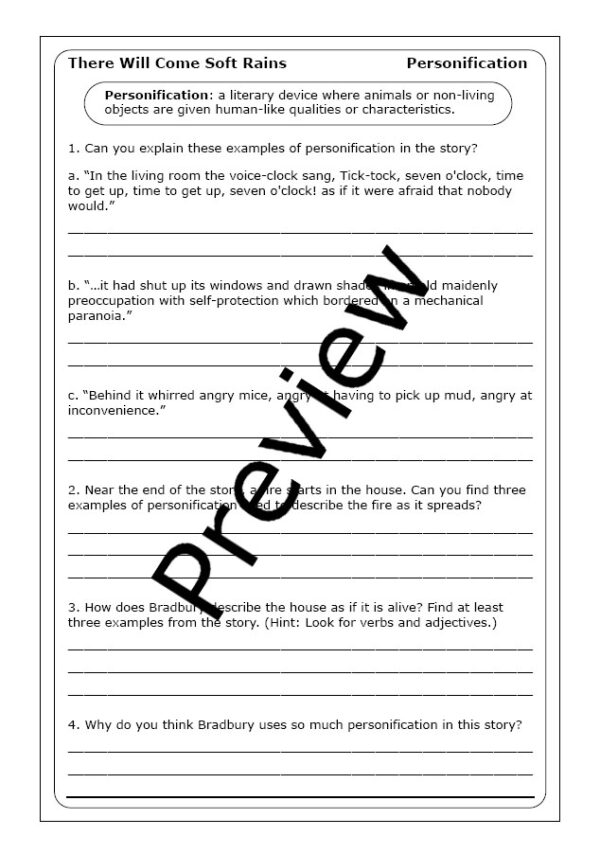 Ray Bradbury "There Will Come Soft Rains" worksheets | Made By Teachers